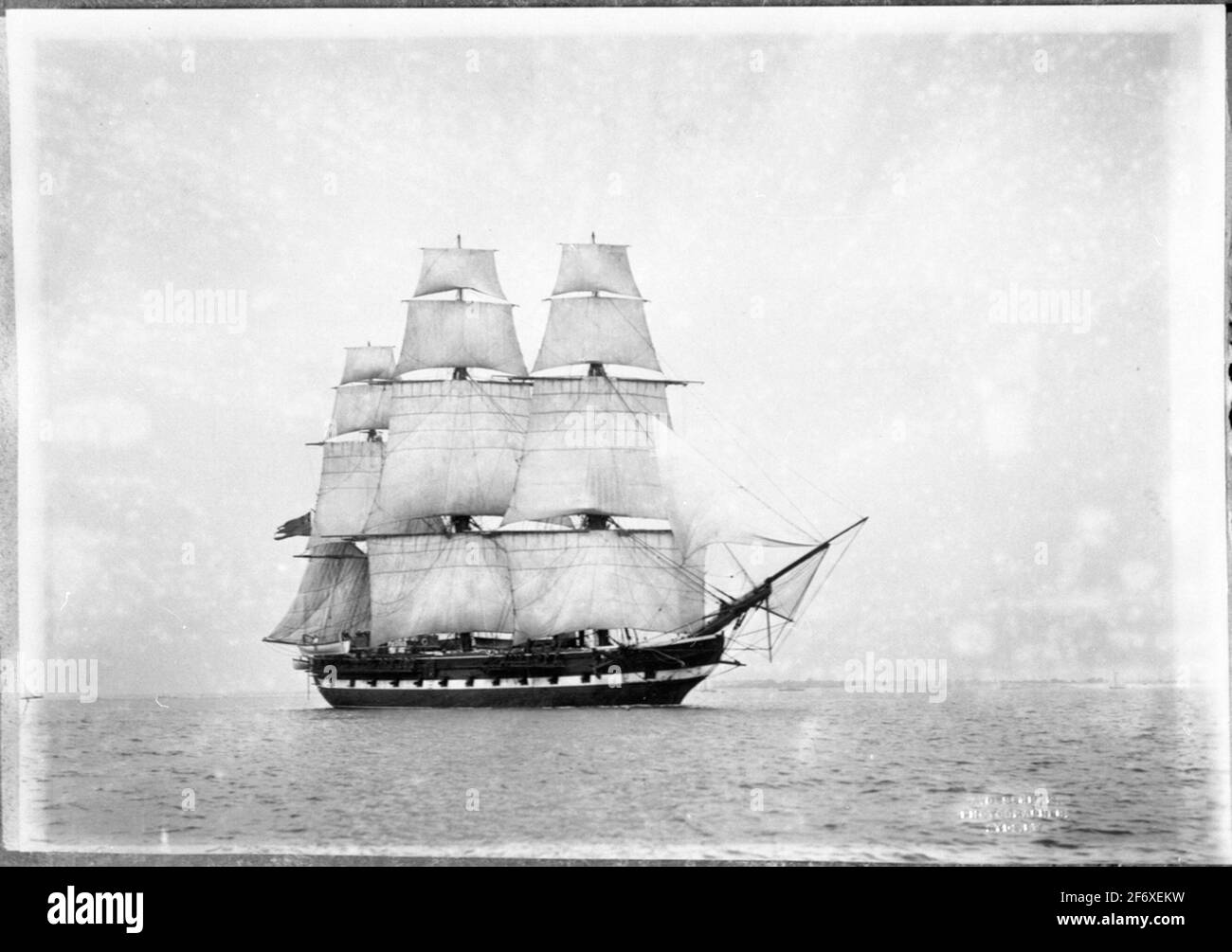 The picture shows the corvette Norrköping under sail from the starboard ...