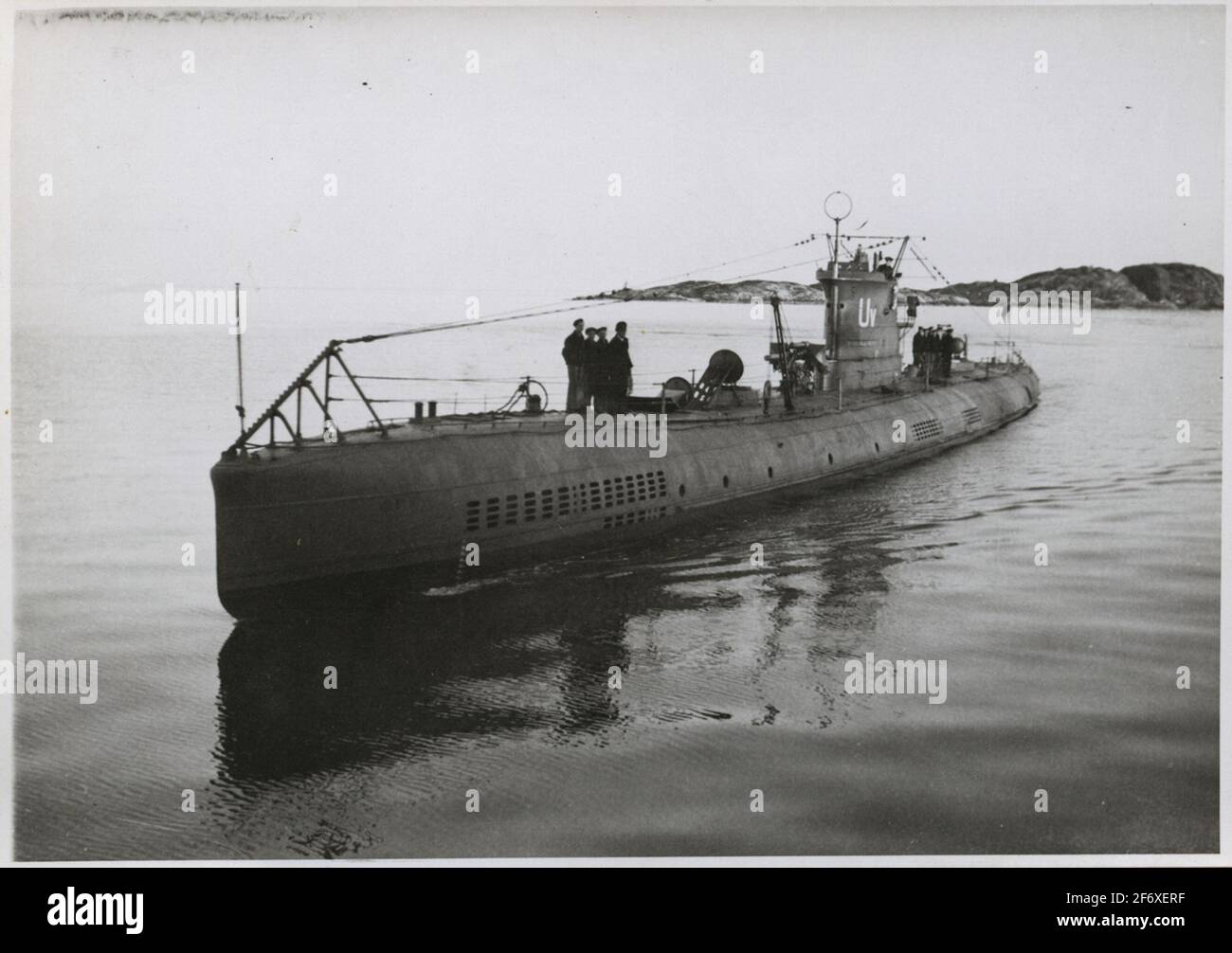 The picture shows the submarine wolf at sea.The boat makes low speed ...