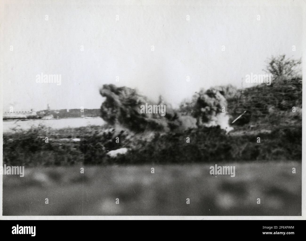 Explosion on hill Stock Photo - Alamy