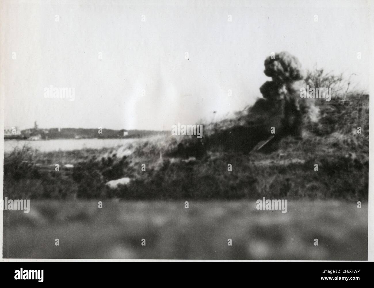 Explosion on hill Stock Photo - Alamy