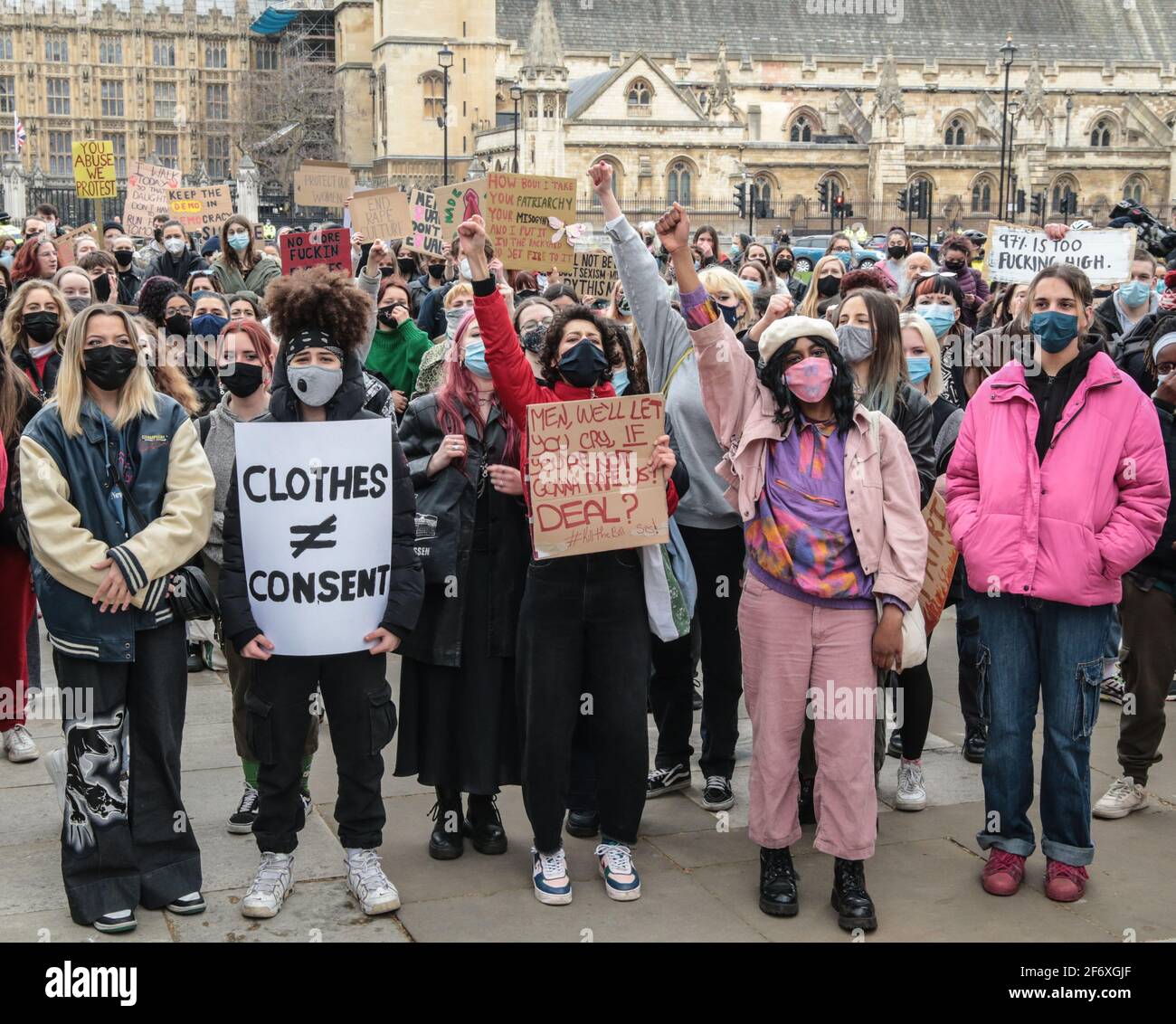 London UK Saturday 3 April 2021 The 97 Women’s march group gathered in ...