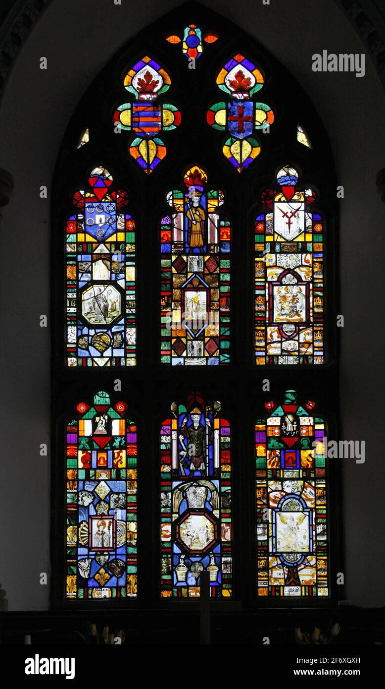 East window of Edenhall Church, Cumbria. King Coewyn, St Cuthbert ...