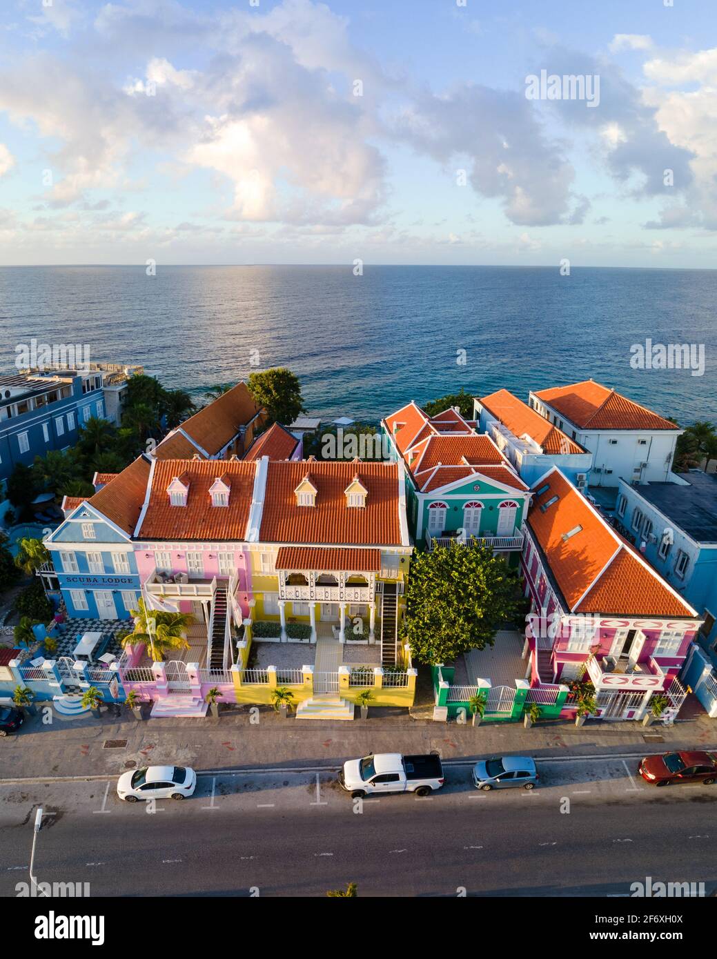 Curacao, Netherlands Antilles View of colorful buildings of downtown ...
