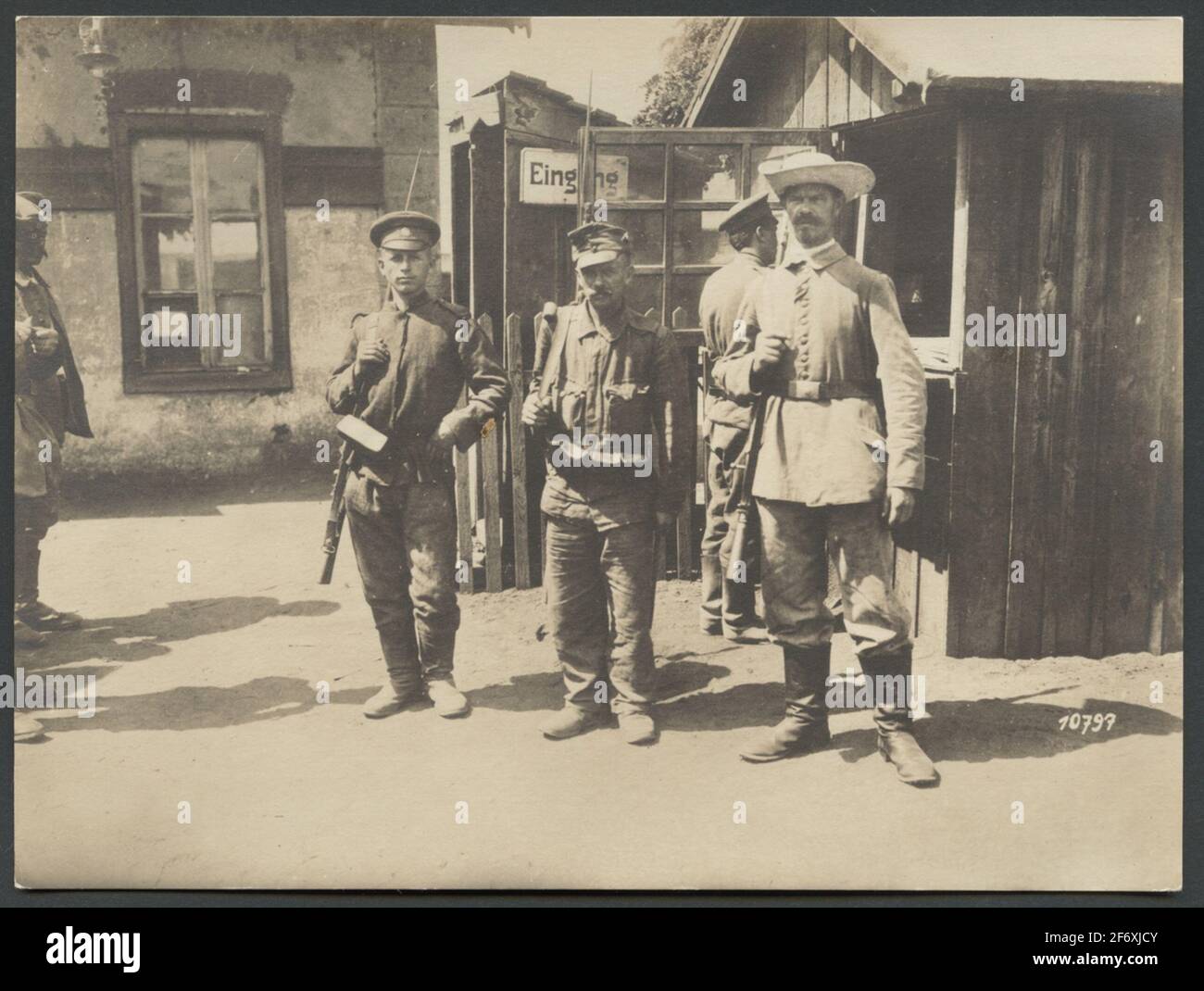 This portrait represents sentry soldiers from different countries in ...
