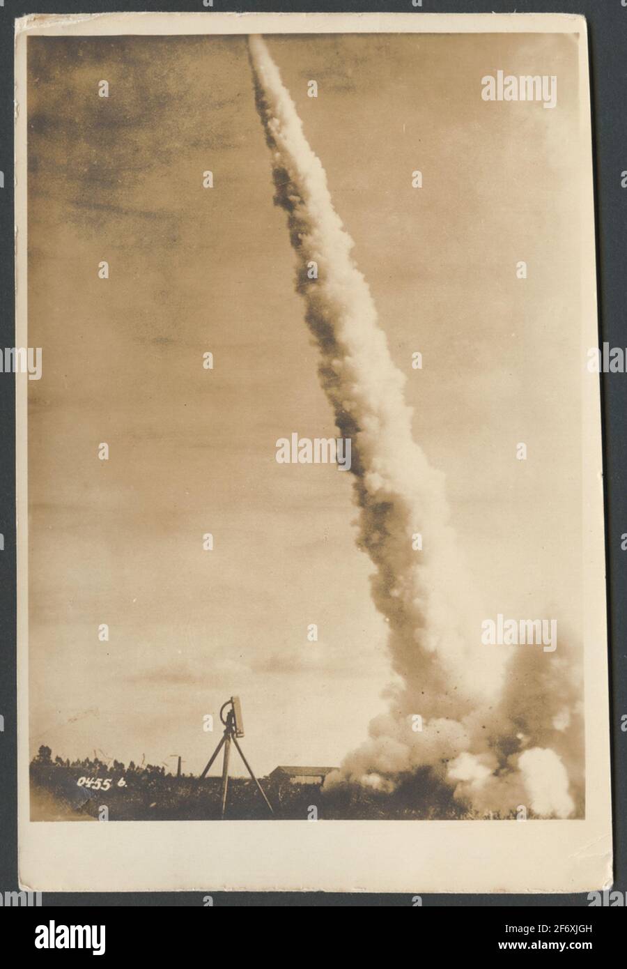 The image shows the exhaust beam after a fired signal rocket. The image ...