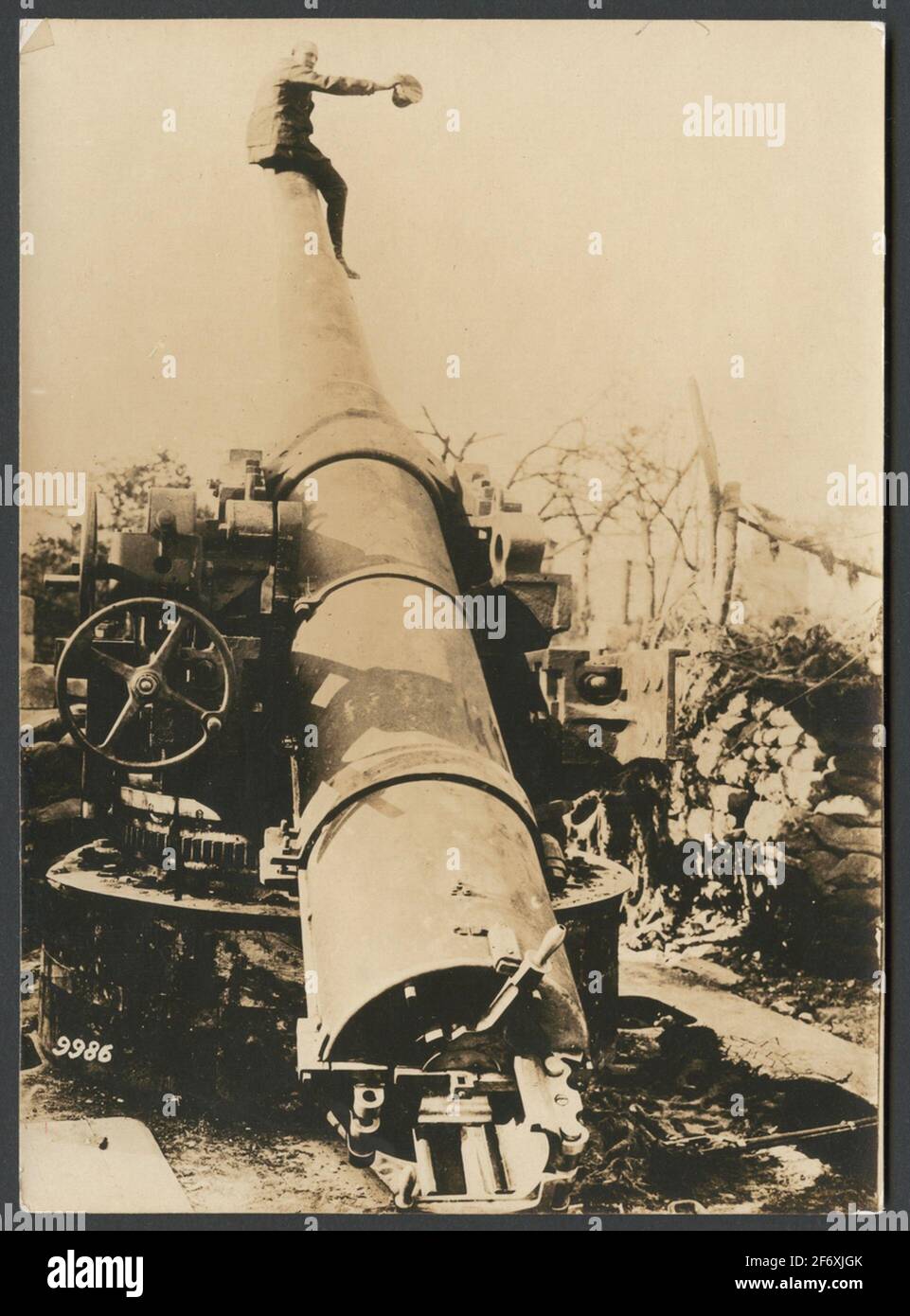 The picture shows a soldier that sits at the front of a slice of a ...