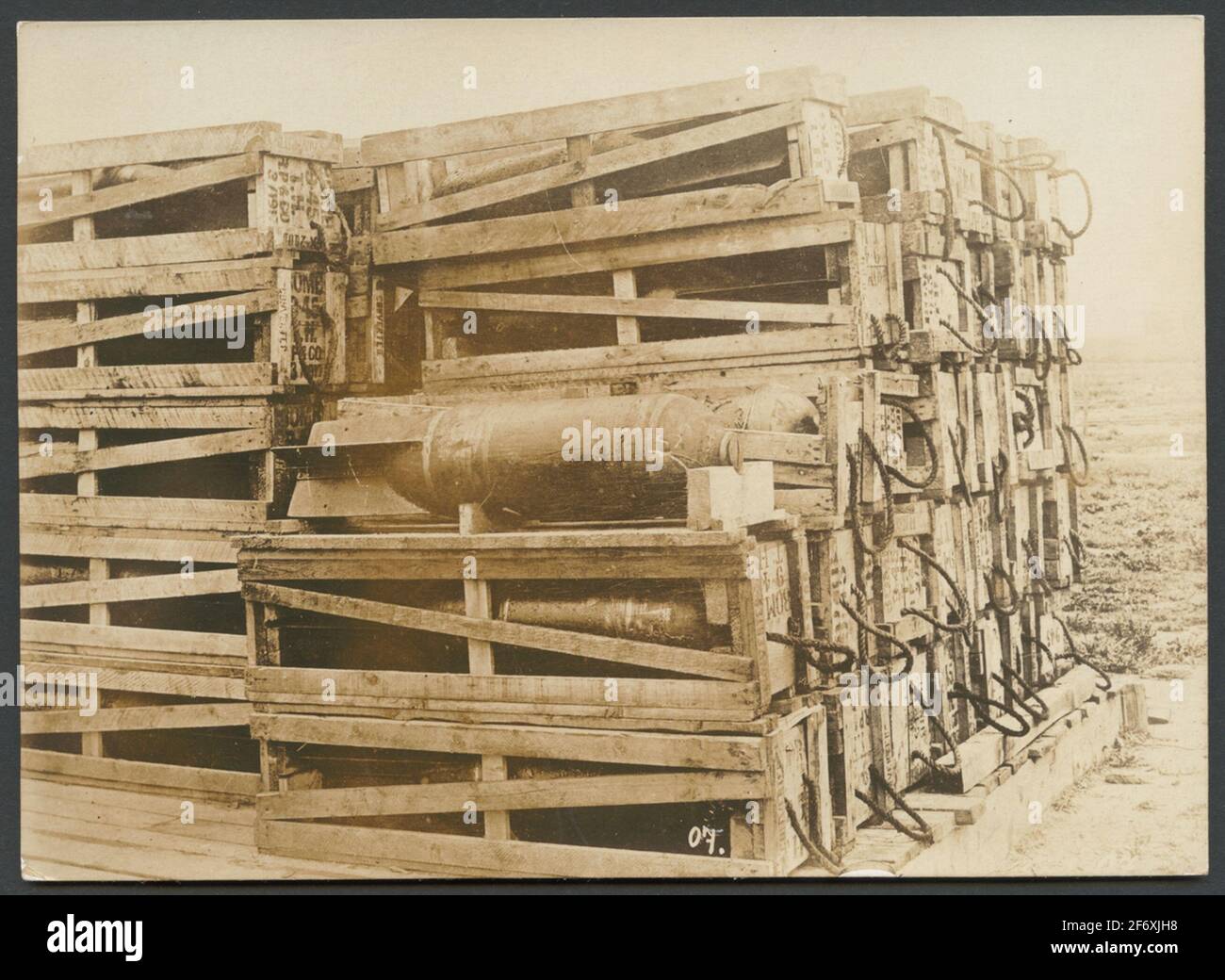 The picture shows stacked boxes with air bombs. The picture shows ...