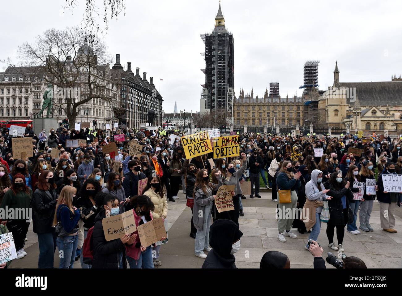 Parliament Square, London, UK. 3rd Apr 2021. People in Parliament ...