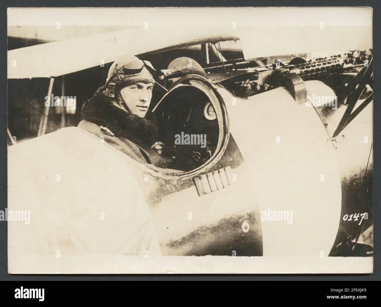 This portrait shows a German combat pilot in his cockpit .. This ...