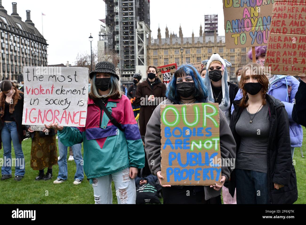Parliament Square, London, UK. 3rd Apr 2021. People in Parliament ...