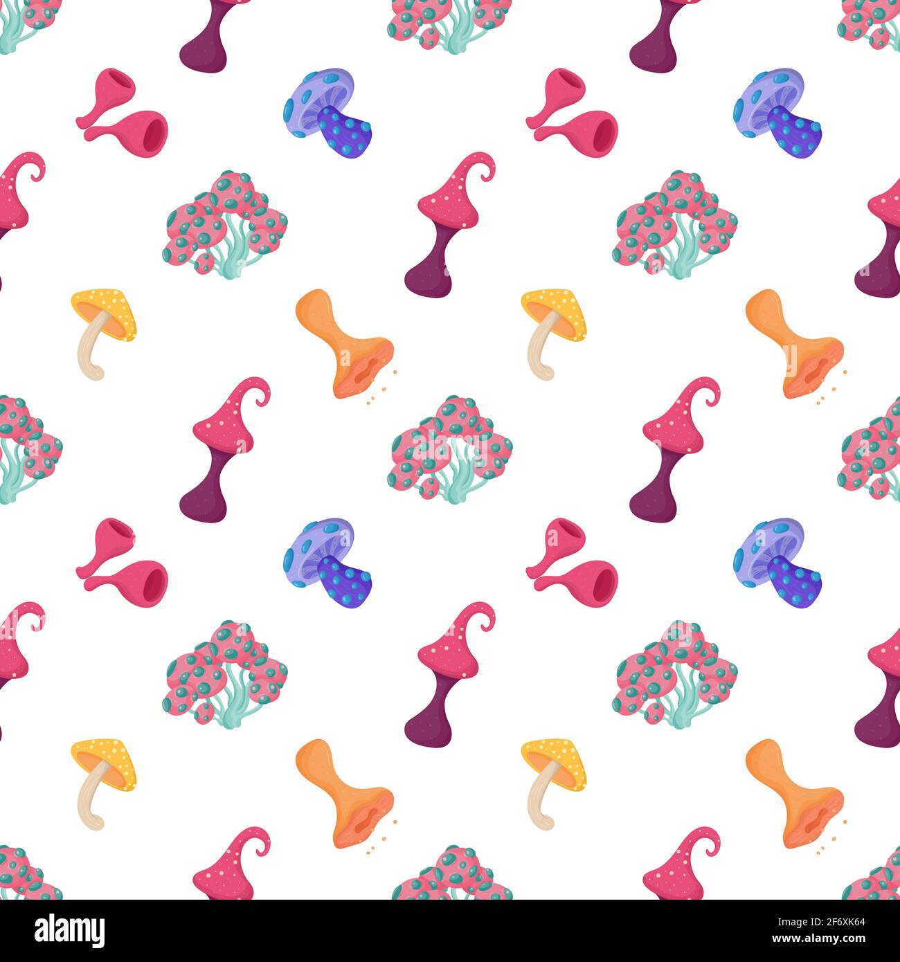 Fantasy alien mushroom seamless pattern for fabric Stock Vector Image ...