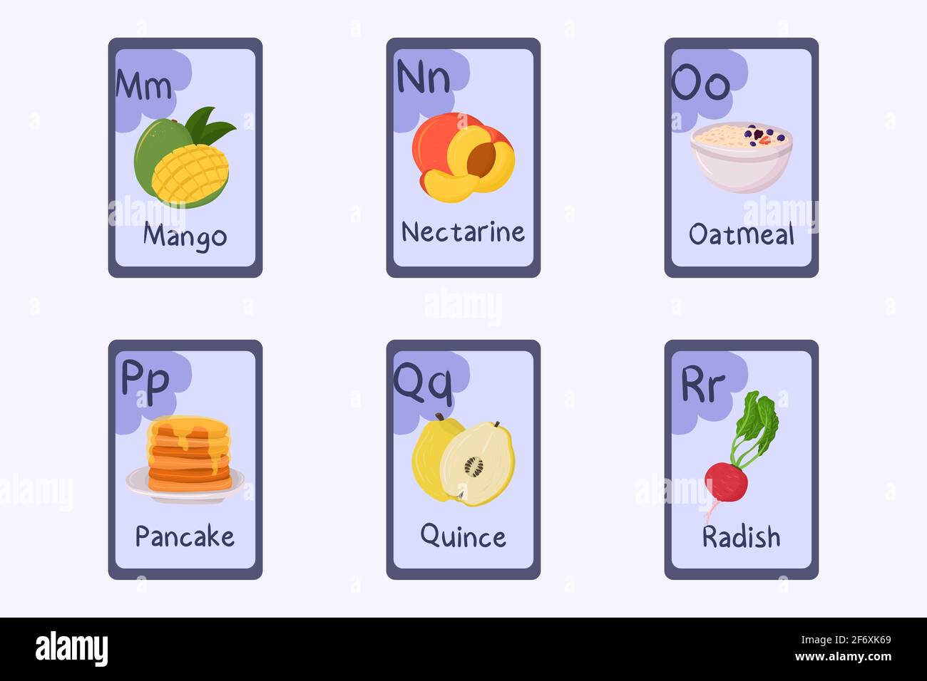 Colorful alphabet flashcard Letters M N O P Q R - mango nectarine ...