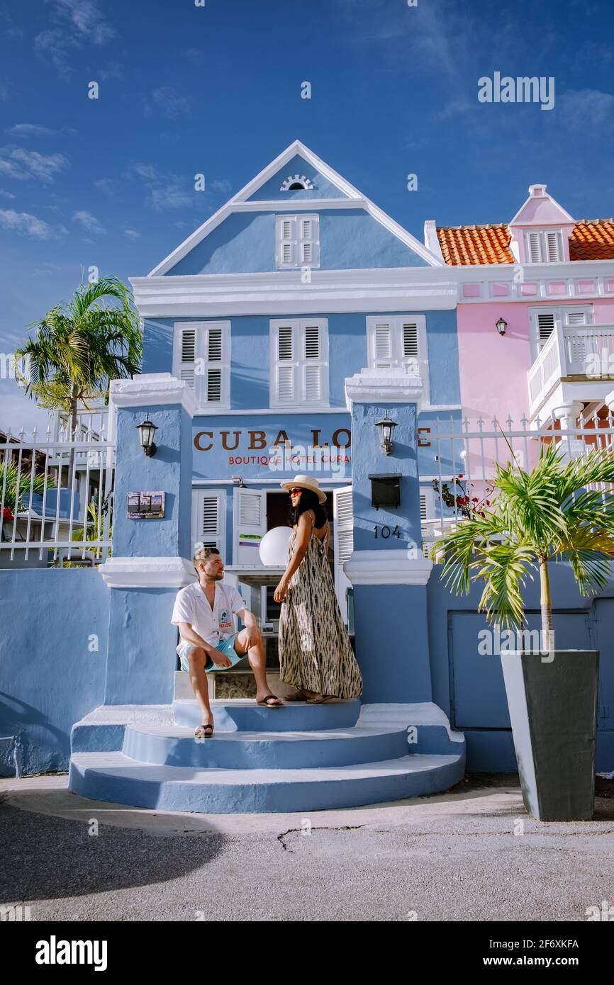Curacao, Netherlands Antilles View of colorful buildings of downtown ...