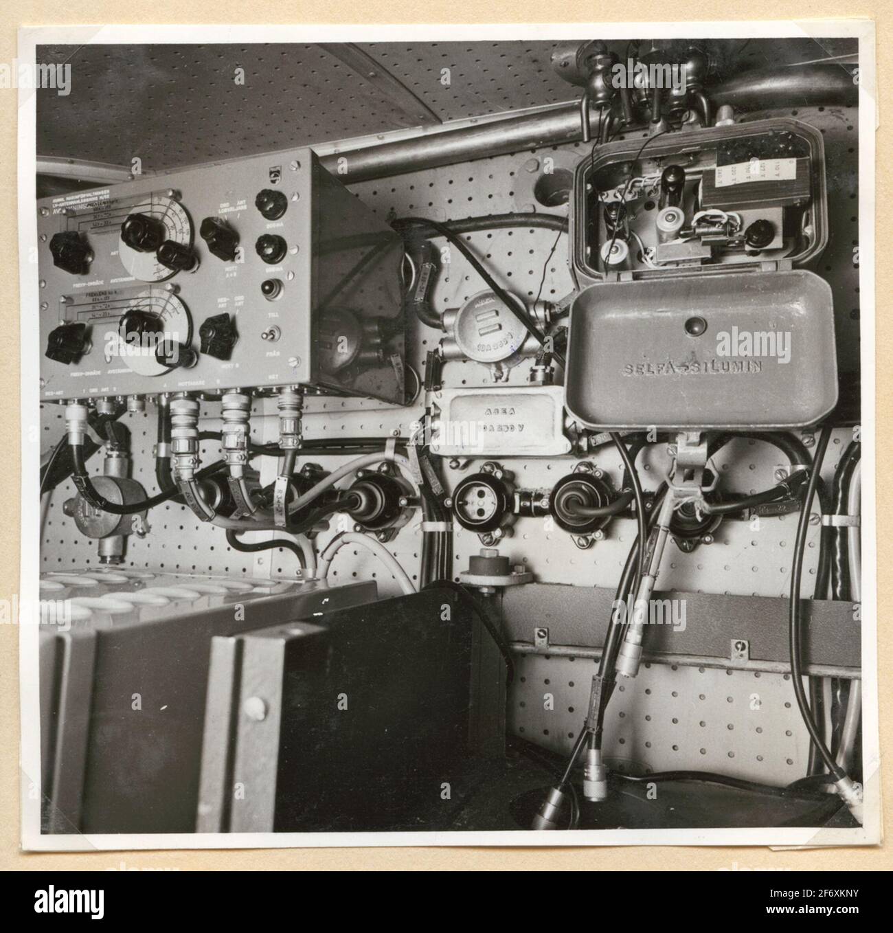 Radio cabin.Shots towards Cl .. Kockums AB (depicted name), shark ...