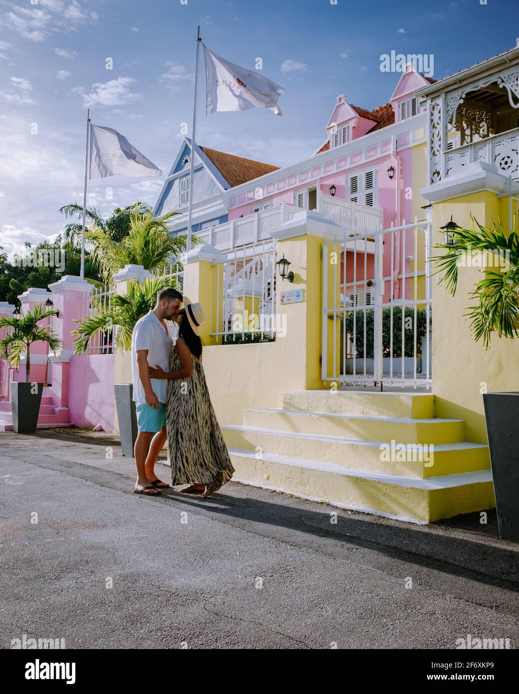 Curacao, Netherlands Antilles View of colorful buildings of downtown ...