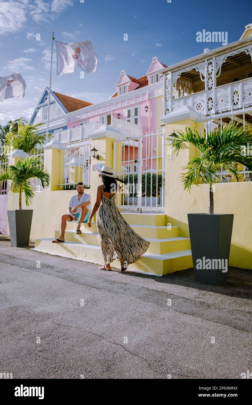 Curacao, Netherlands Antilles View of colorful buildings of downtown ...