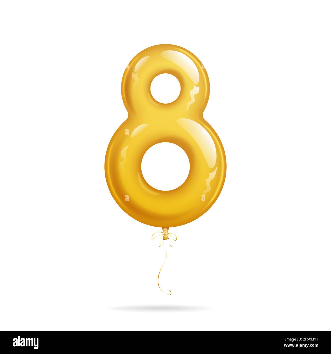A balloon in the shape of a number eight is isolated on a white ...