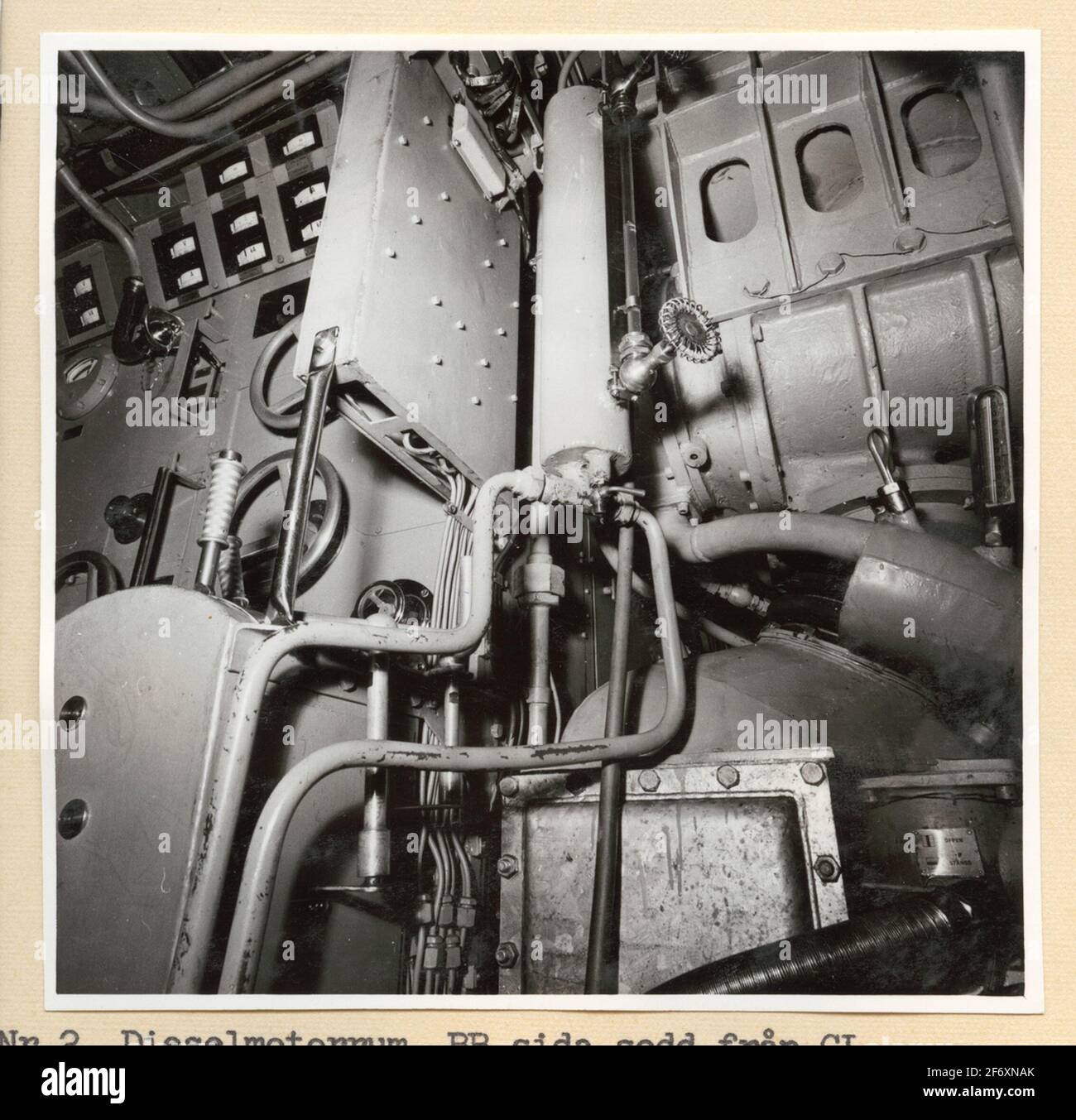 Diesel engine.BB Sida Sedd Cl .. Kockums AB (depicted name), The shark ...
