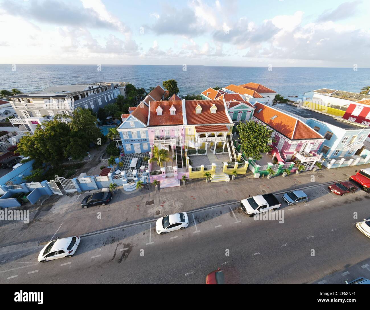 Curacao, Netherlands Antilles View of colorful buildings of downtown ...