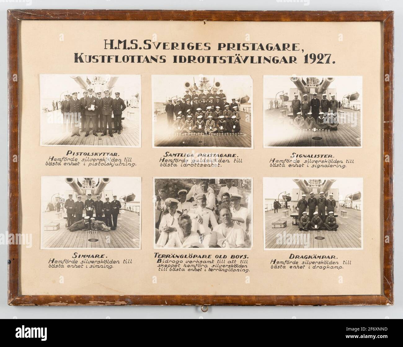 Collage of 6 photographs showing HMS Sweden's prize winner in the ...