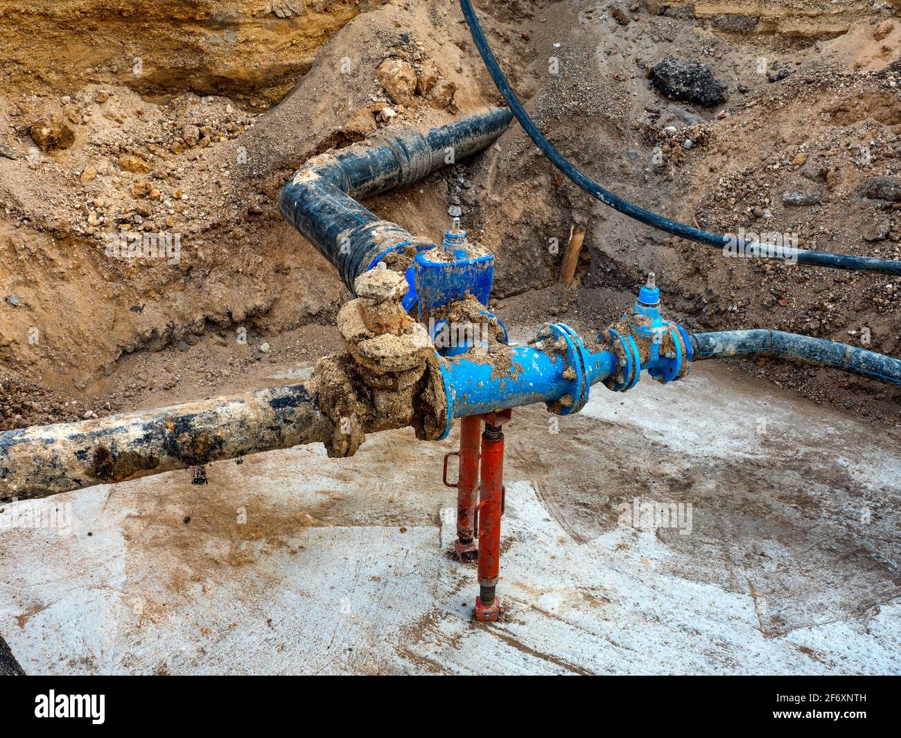 Potable water piping. Crossing the main branch of drinking water with a ...