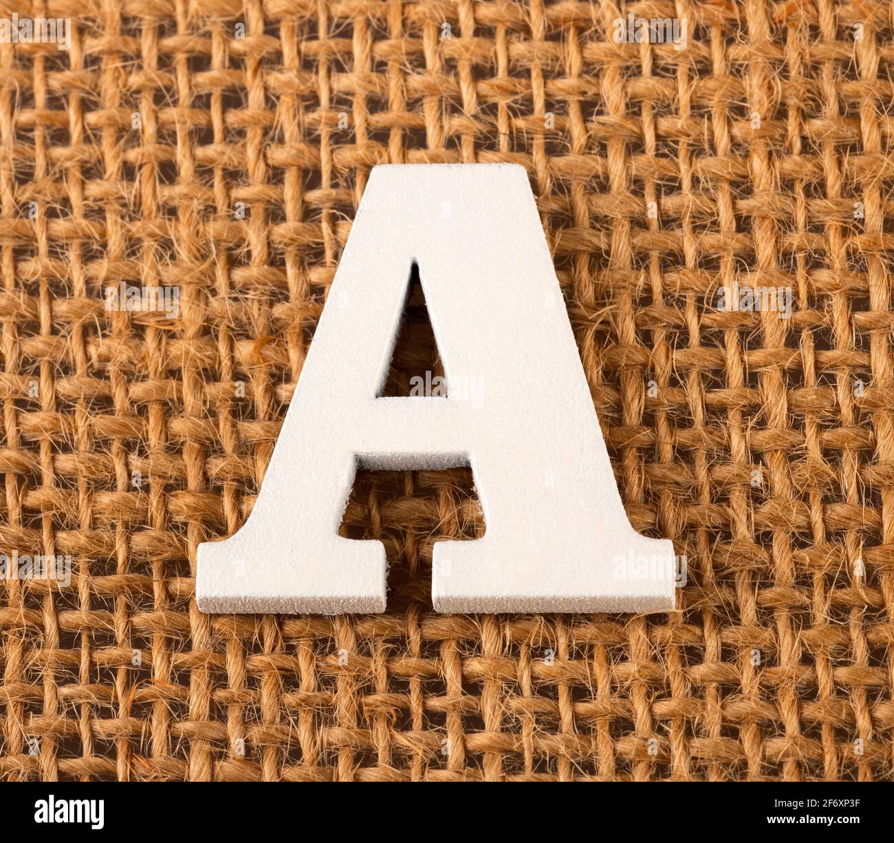 A, Letter of the alphabet - Burlap Background Texture Stock Photo - Alamy