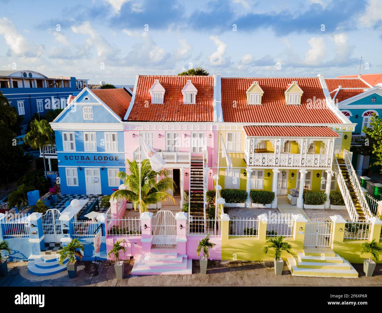 Curacao, Netherlands Antilles View of colorful buildings of downtown ...
