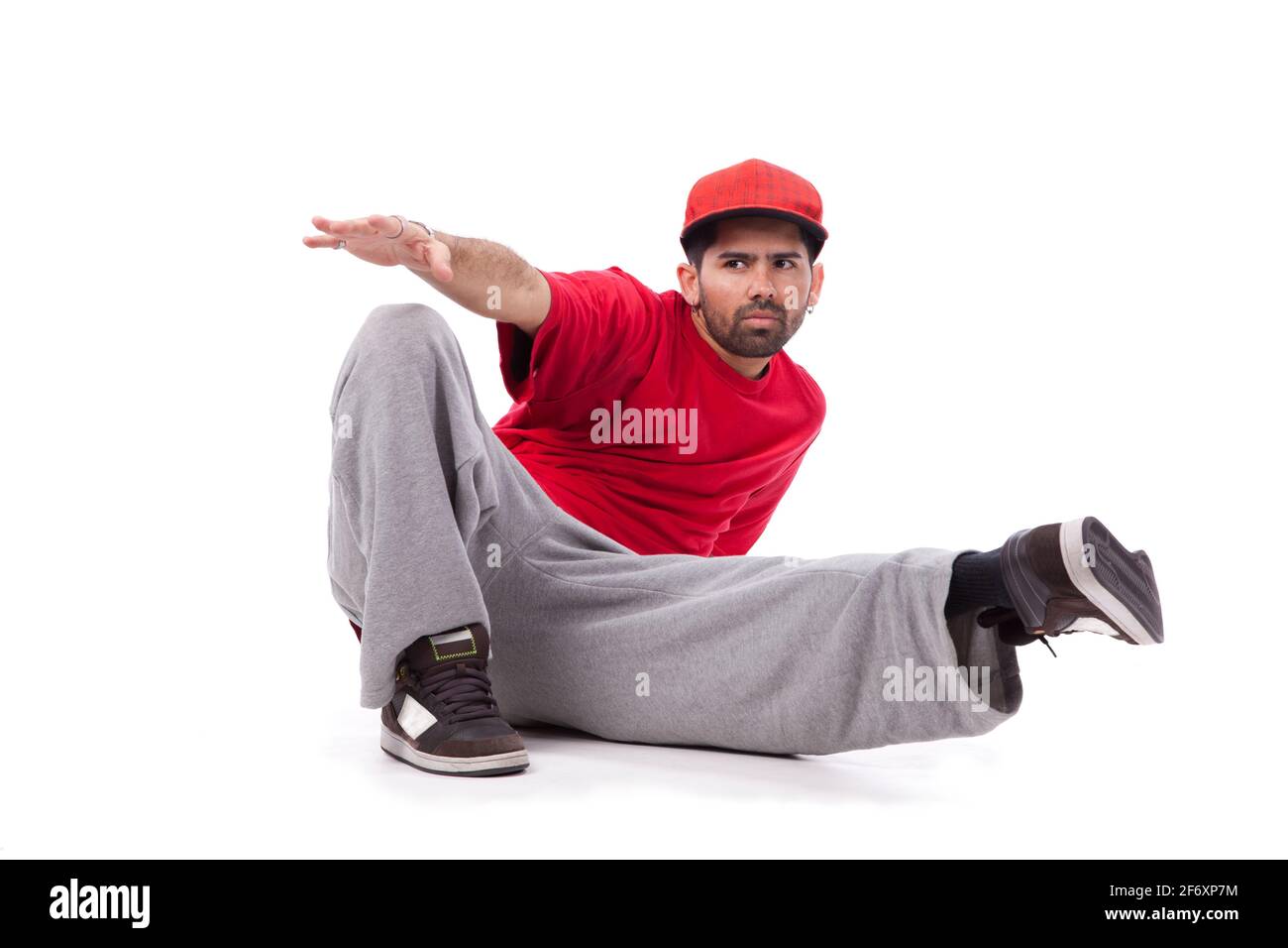 hip hop dancer performing move isolated over white background Stock ...