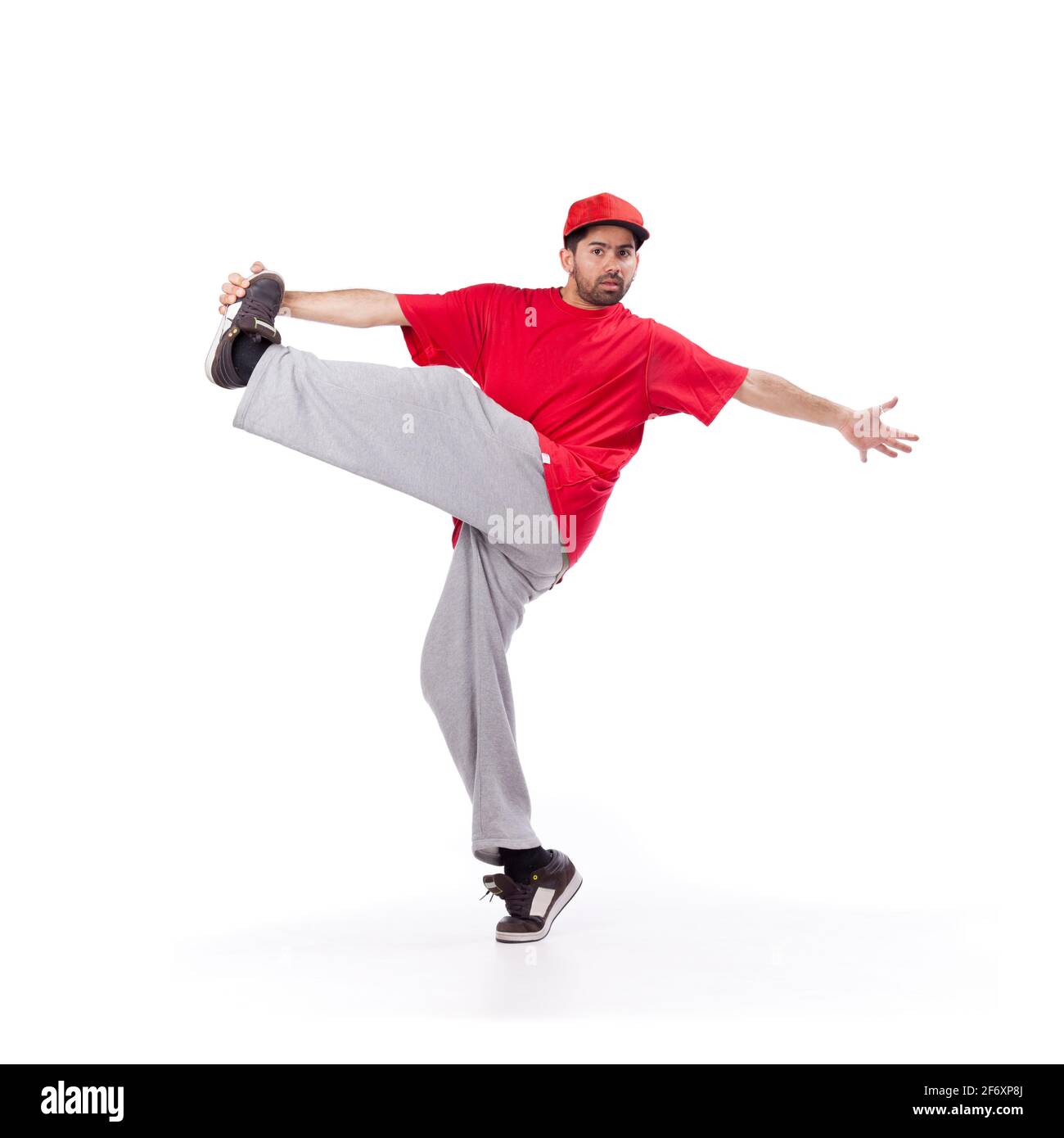 hip hop dancer performing move isolated over white background Stock ...
