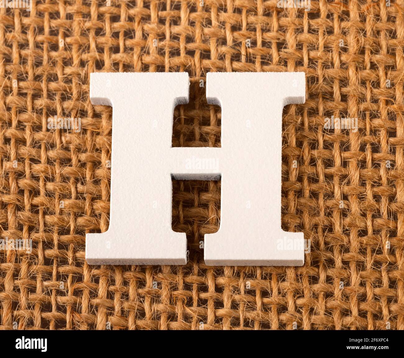H, Letter of the alphabet - Burlap Background Texture Stock Photo - Alamy