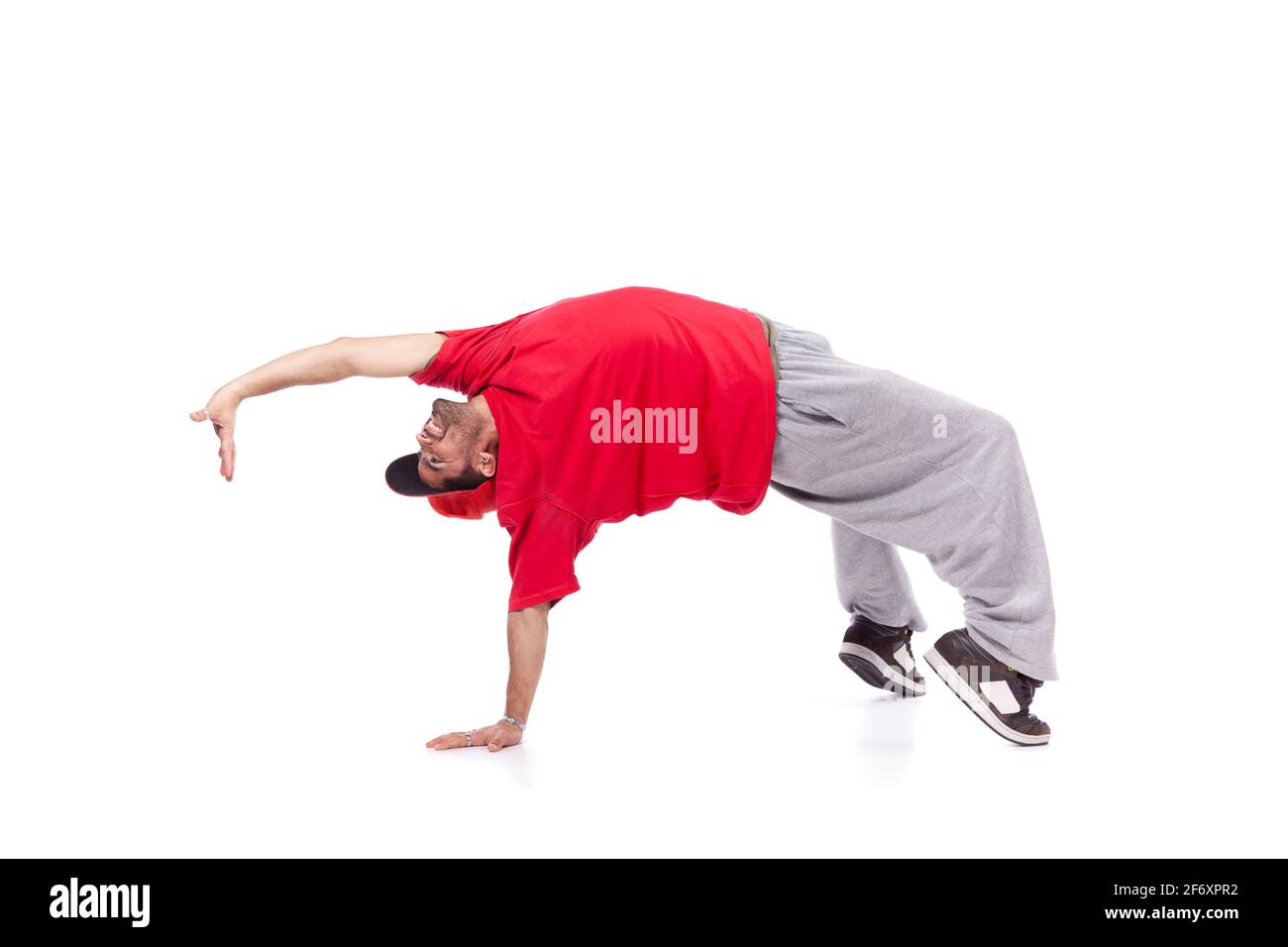 hip hop dancer performing move isolated over white background Stock ...