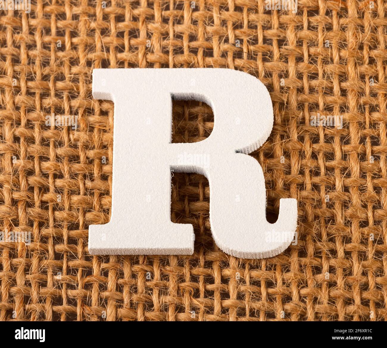 R, Letter of the alphabet - Burlap Background Texture Stock Photo - Alamy