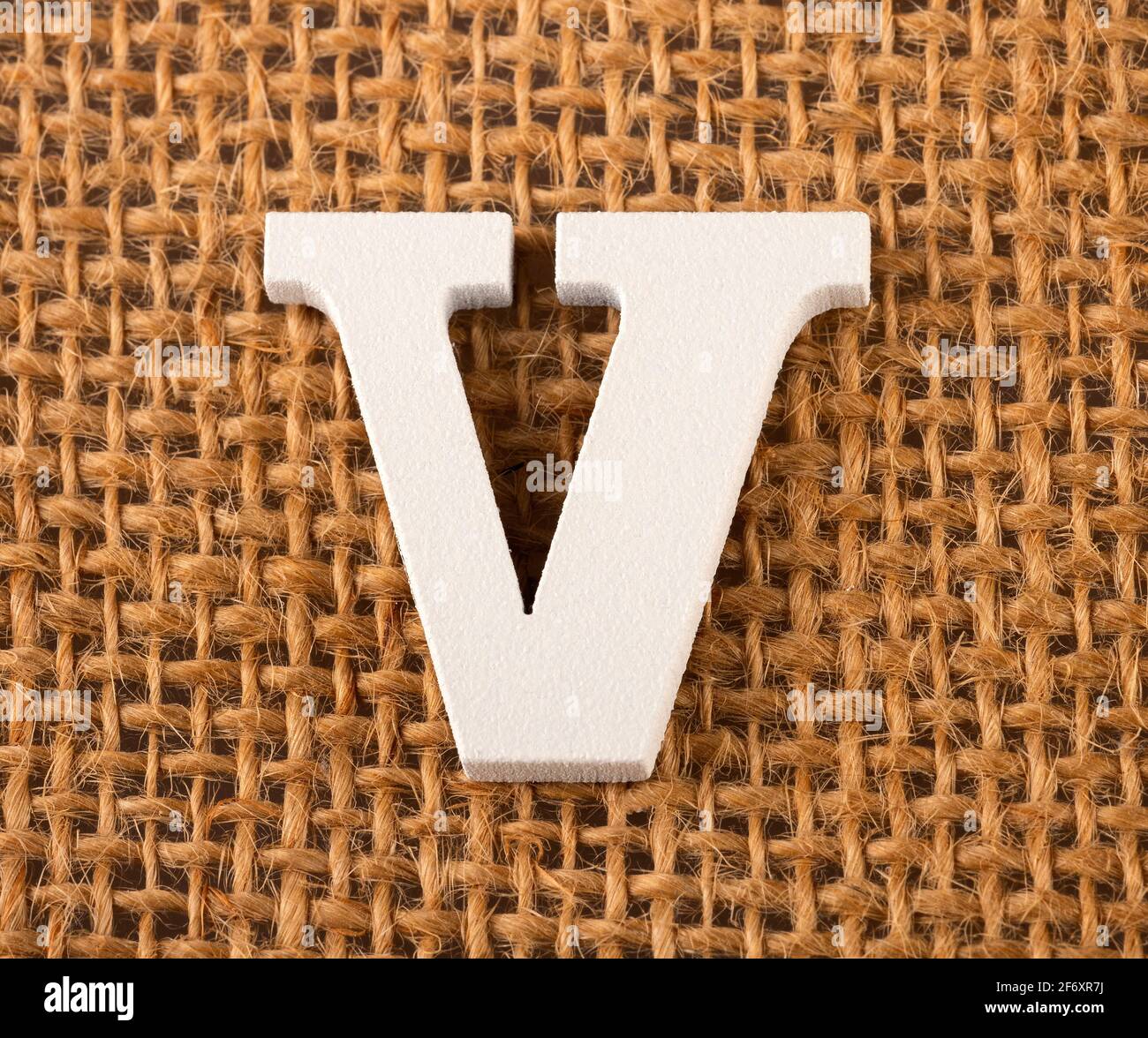 V, Letter of the alphabet - Burlap Background Texture Stock Photo - Alamy
