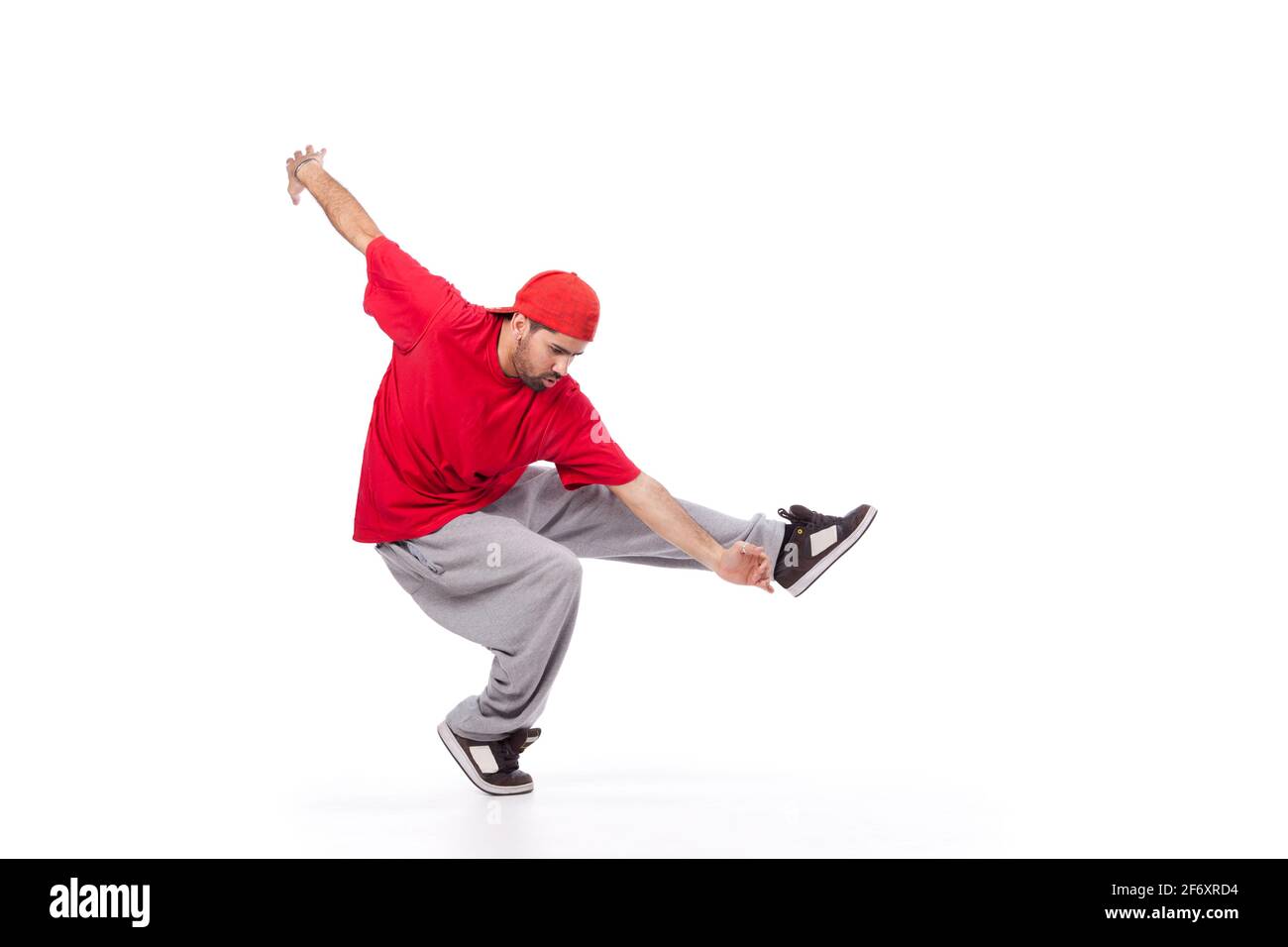 hip hop dancer performing move isolated over white background Stock ...