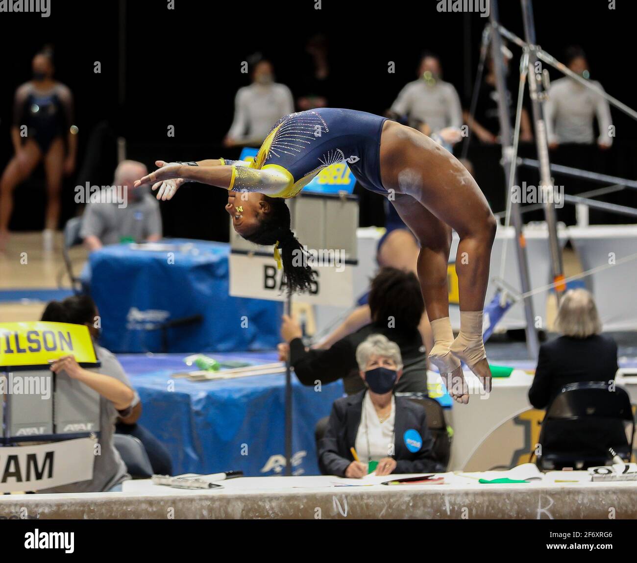 April 2, 2021: Michigan's Gabby Wilson does a tumbling pass on the ...