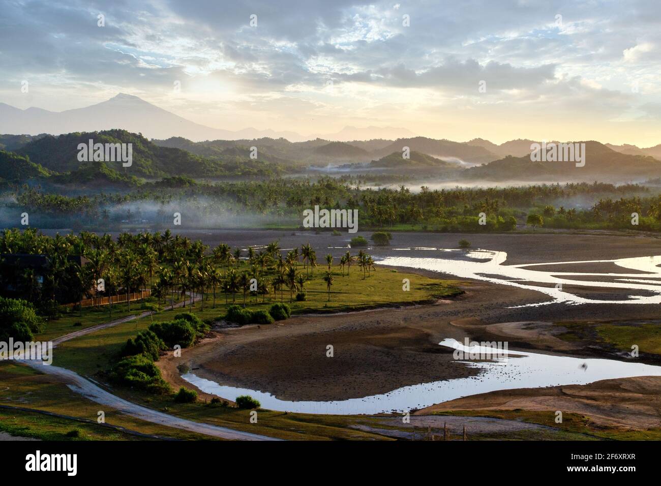 Aerial view of landscape by Mandalika circuit, Lombok, West Nusa ...