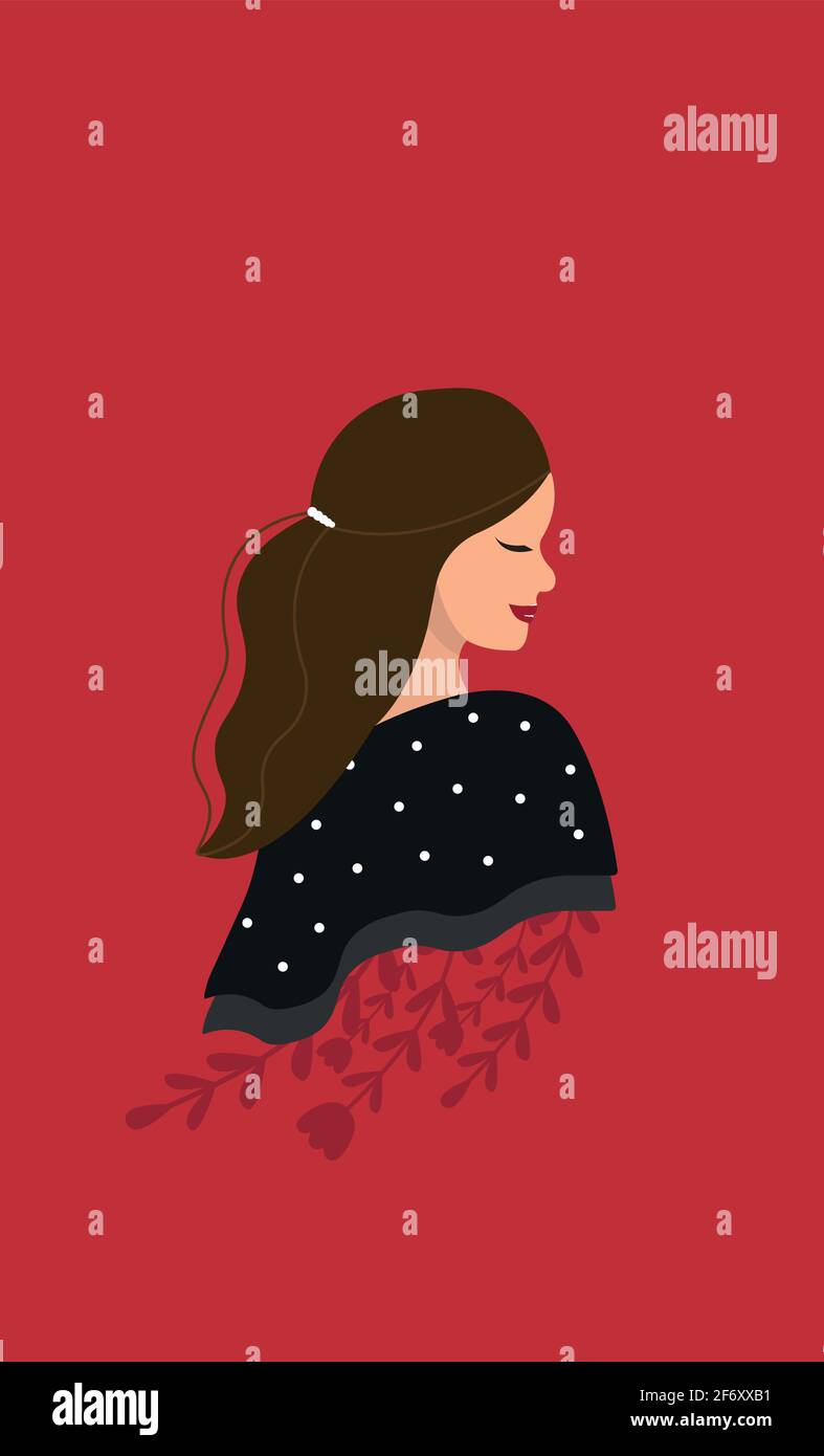 Vector minimalistic profile portrait of a beautiful girl Stock Vector ...