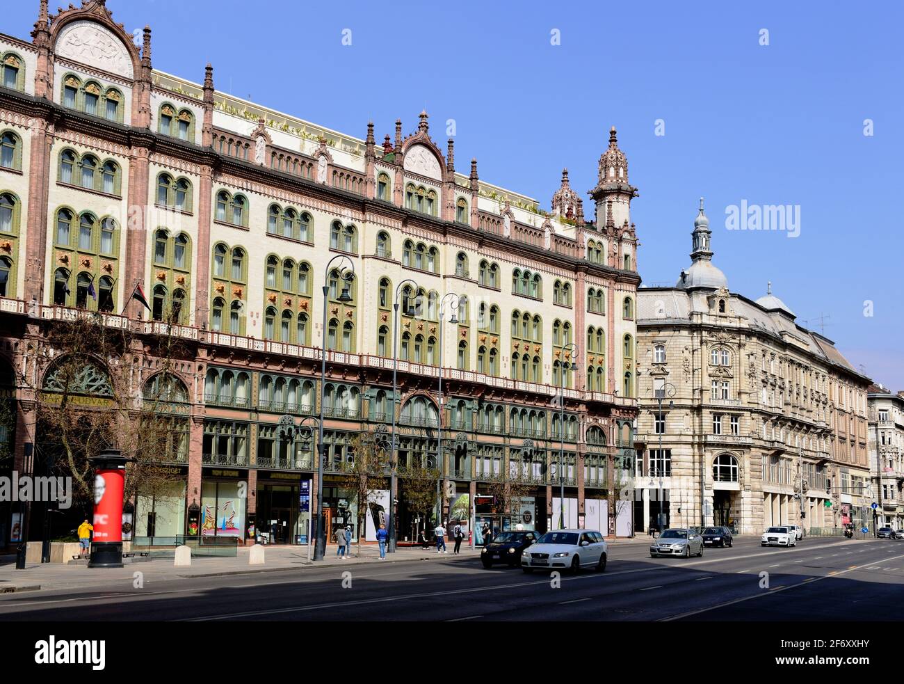 downtown Budapest street view. classical architecture. old residential ...