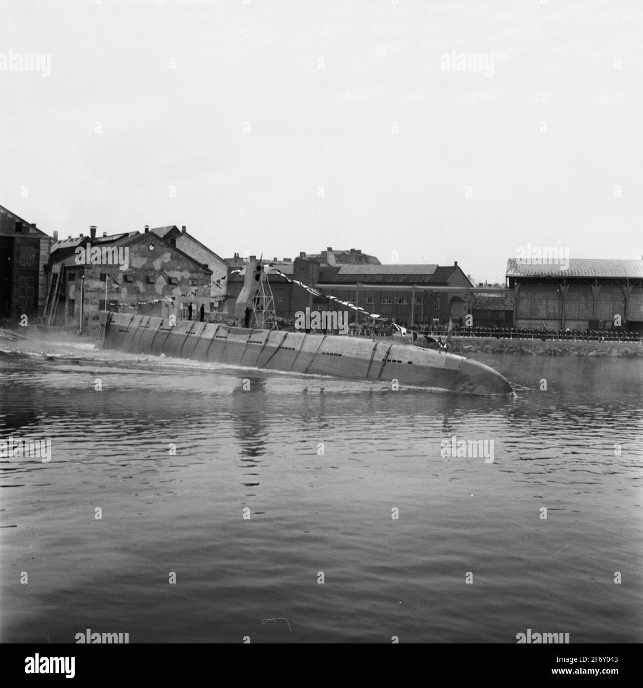 The submarine ferret launching.Ferries (depicted name Stock Photo - Alamy