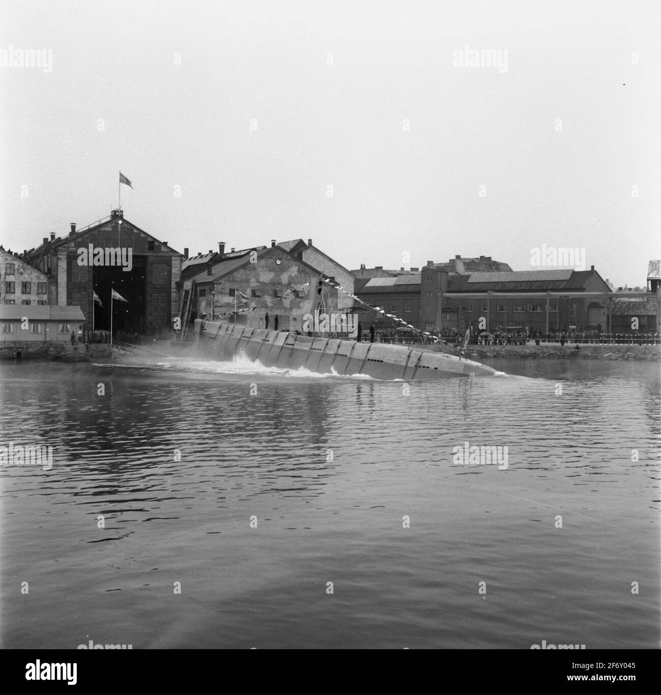 The submarine ferret launching.Ferries (depicted name Stock Photo - Alamy