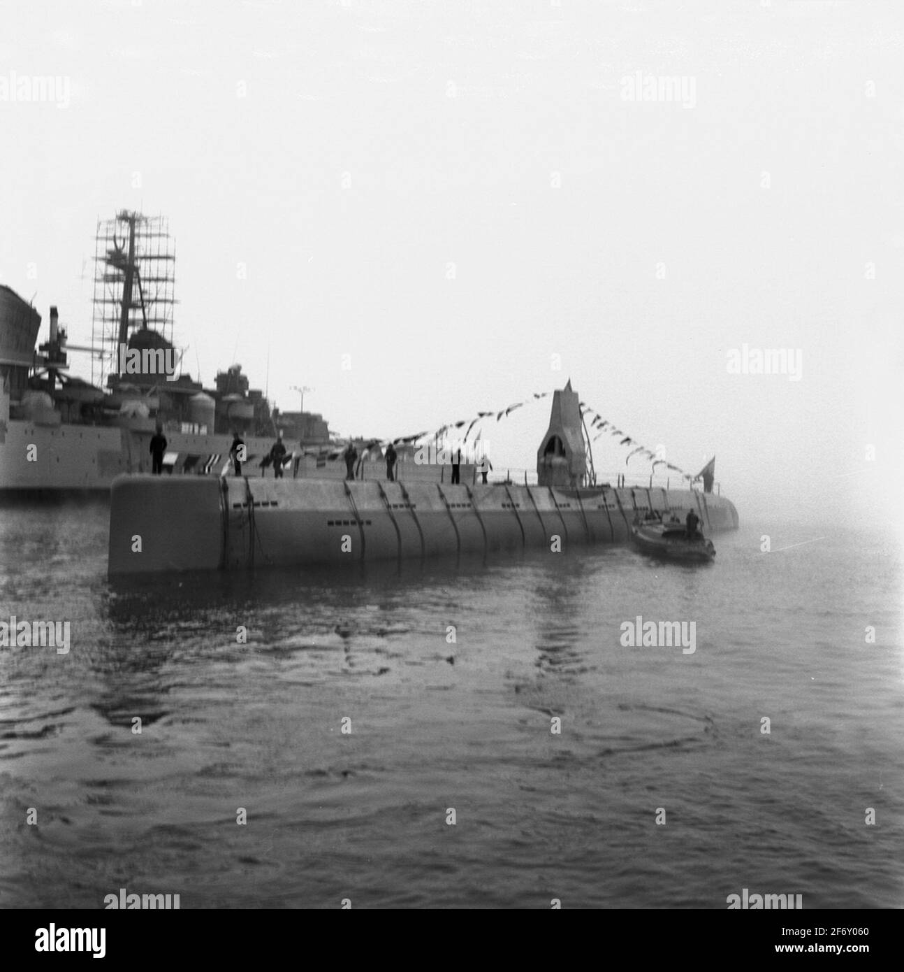 The submarine ferret launching.Ferries (depicted name Stock Photo - Alamy
