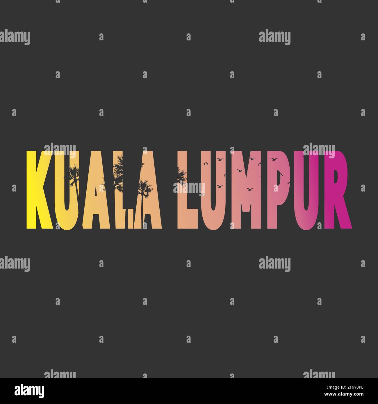 Kuala lumpur city calligraphy vector quote with palms Stock Vector ...
