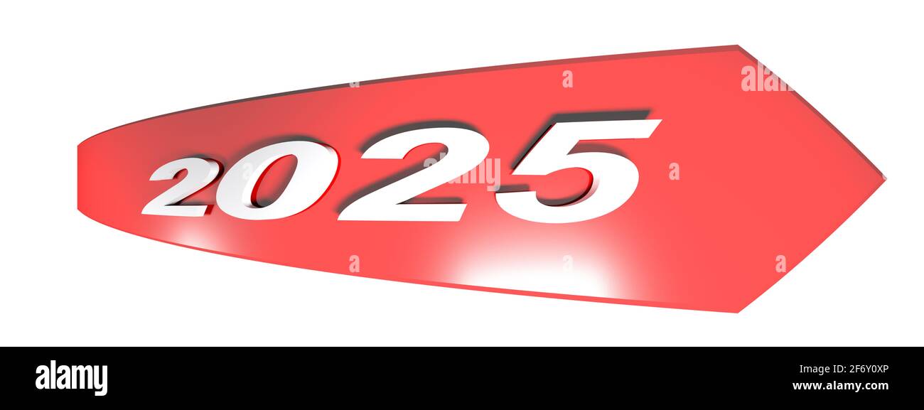 2025 red arrow on white background - 3D rendering illustration Stock ...