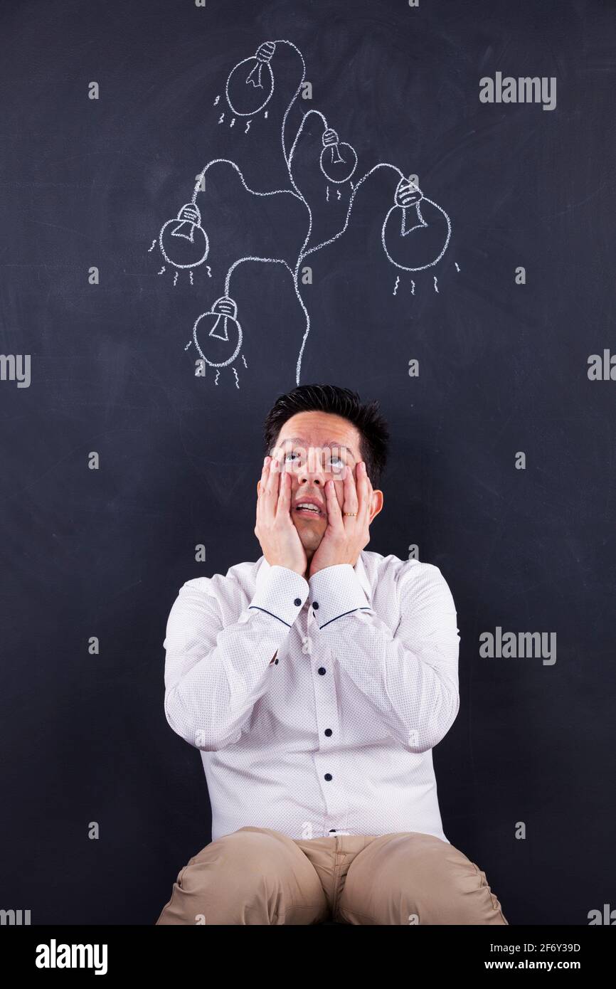 Man who have no more ideas, creativity don't growth any more Stock ...