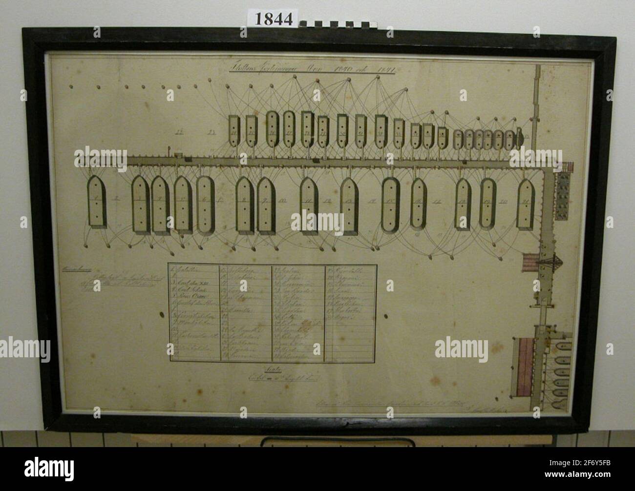 Drawing.Drawing the fleet's moorings in the years 1840-1841.In glass ...