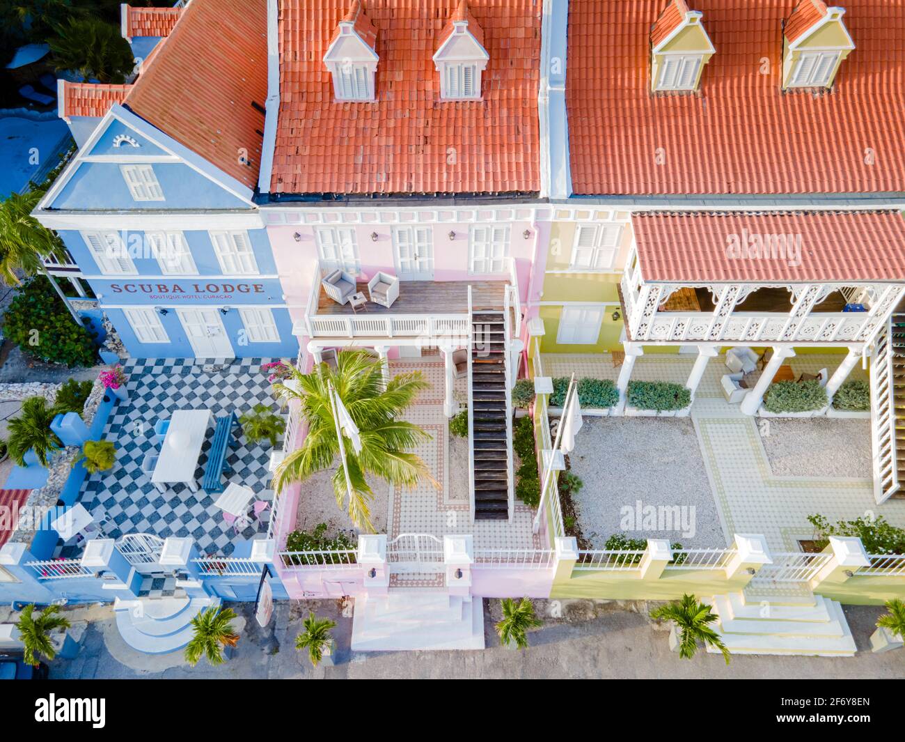 Curacao, Netherlands Antilles View of colorful buildings of downtown ...