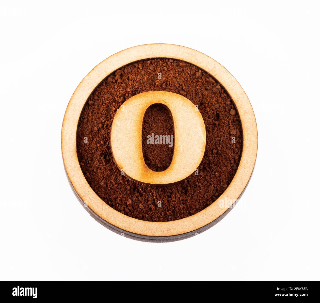 O, wooden alphabet letter - Ground organic coffee. Coffea Stock Photo ...