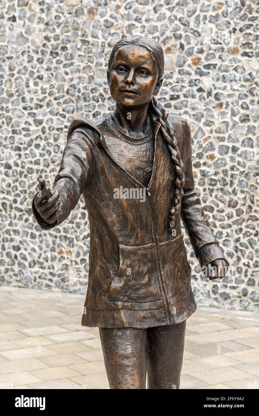 Greta Thunberg statue at Winchester University West Downs Campus ...