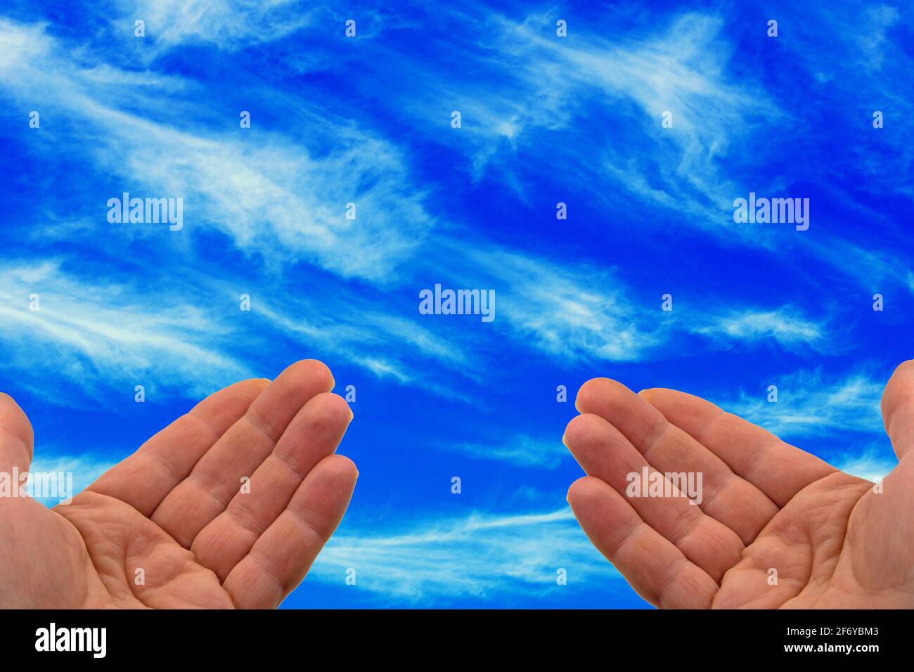 Two hands prayer sky hi-res stock photography and images - Alamy