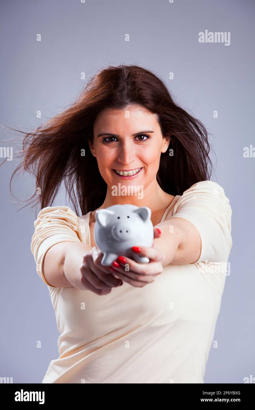 Sensual woman that loves money Stock Photo - Alamy